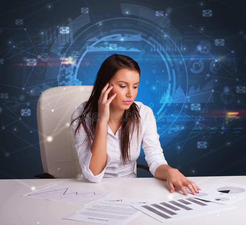 Manager in Front of the Office Desk with Communication Concept Stock ...