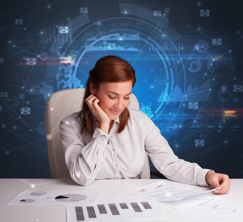 Manager in Front of the Office Desk with Communication Concept Stock ...