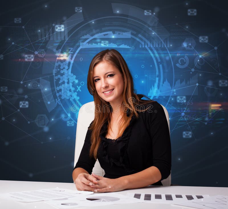 Manager in Front of the Office Desk with Communication Concept Stock ...