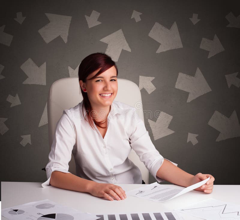 Manager in Front of the Office Desk with Direction Concept Stock Image ...
