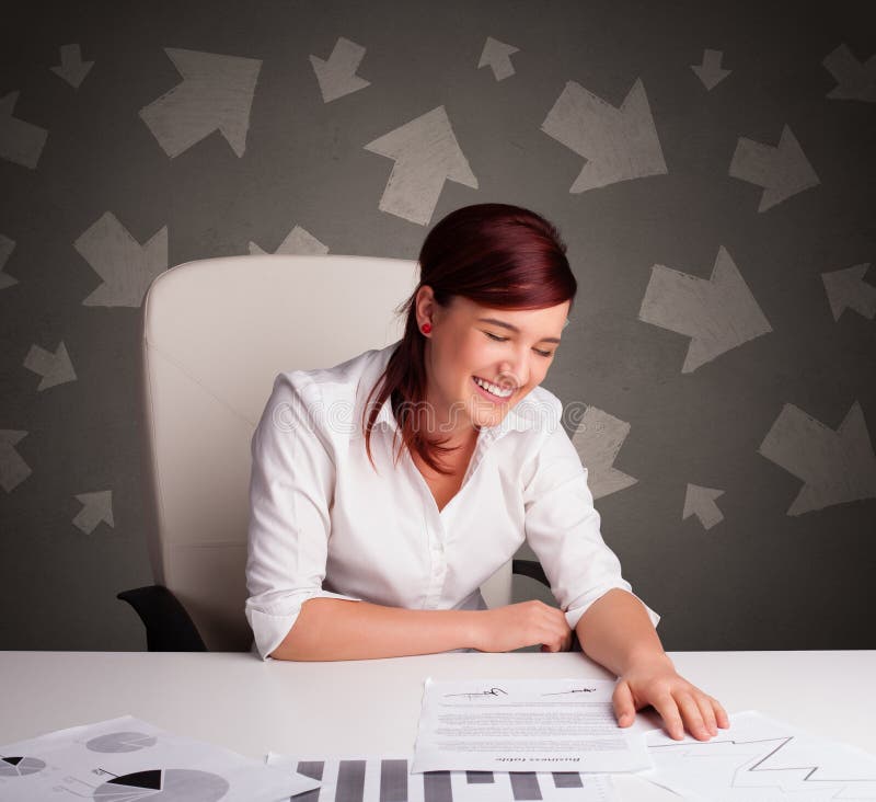 Manager in Front of the Office Desk with Direction Concept Stock Image ...