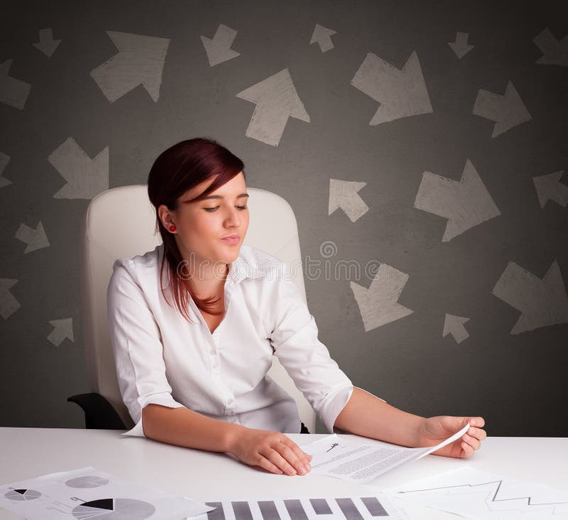 Manager in Front of the Office Desk with Direction Concept Stock Photo ...