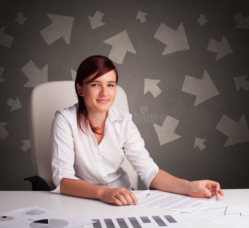 Manager in Front of the Office Desk with Direction Concept Stock Image ...