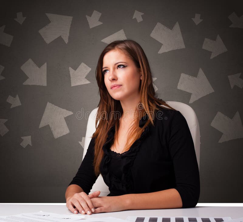 Manager in Front of the Office Desk with Direction Concept Stock Photo ...