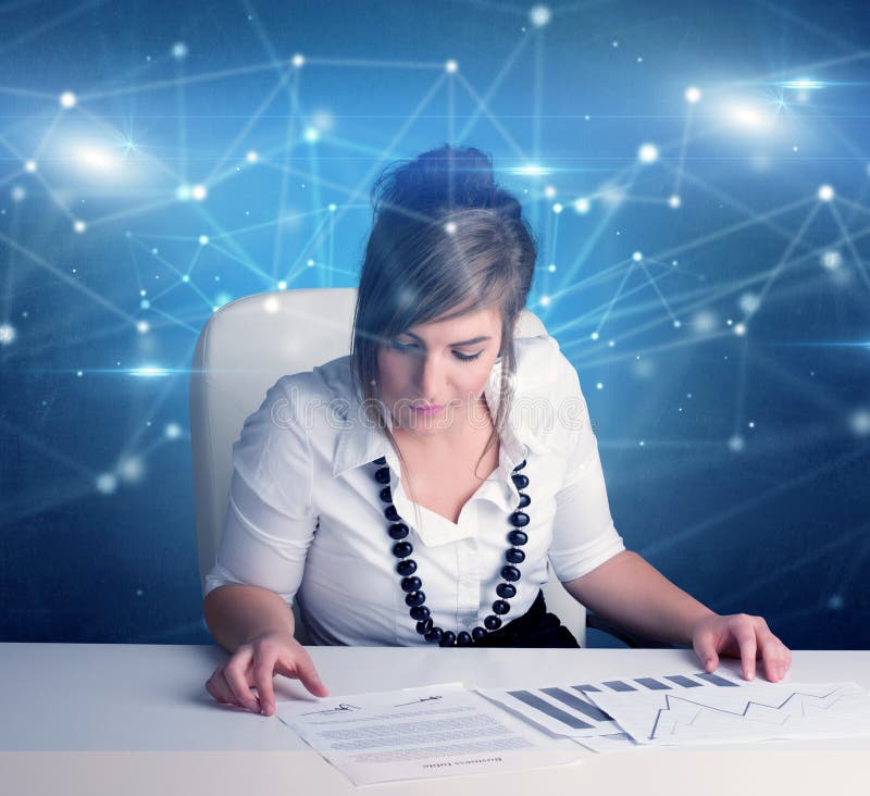 Manager in Front of the Office Desk with Link Concept Stock Photo ...