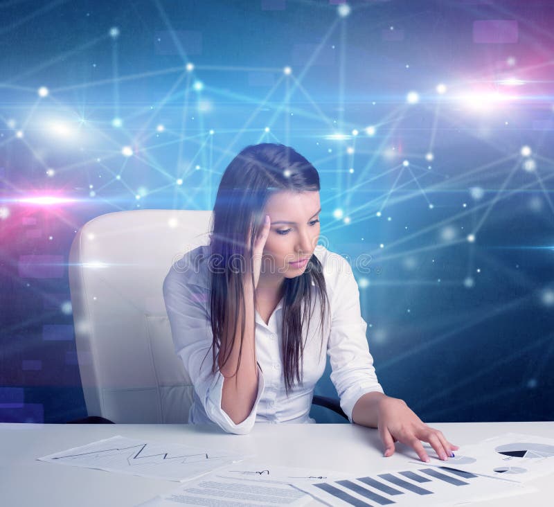 Manager in Front of the Office Desk with Link Concept Stock Image ...