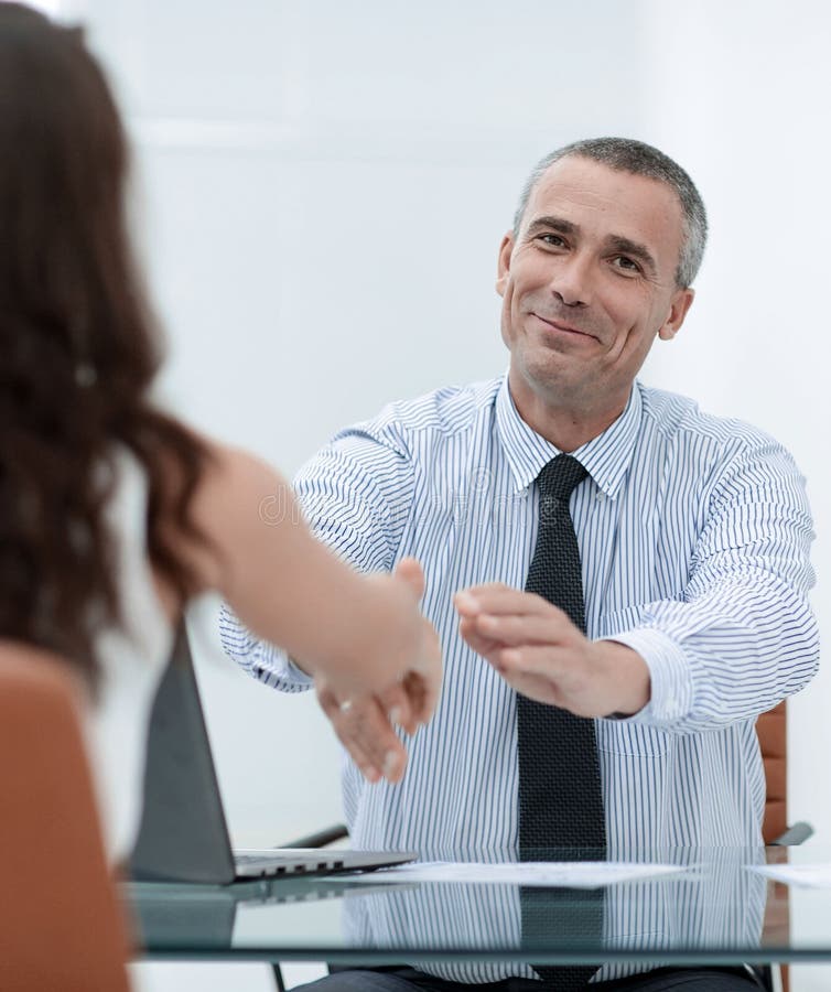 Manager Gives the Customer a Signed Contract Stock Photo - Image of ...