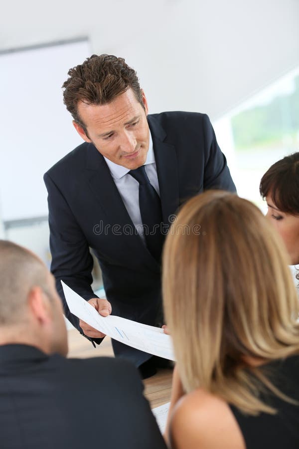 Manager Guiding Business Team Stock Image - Image of group ...