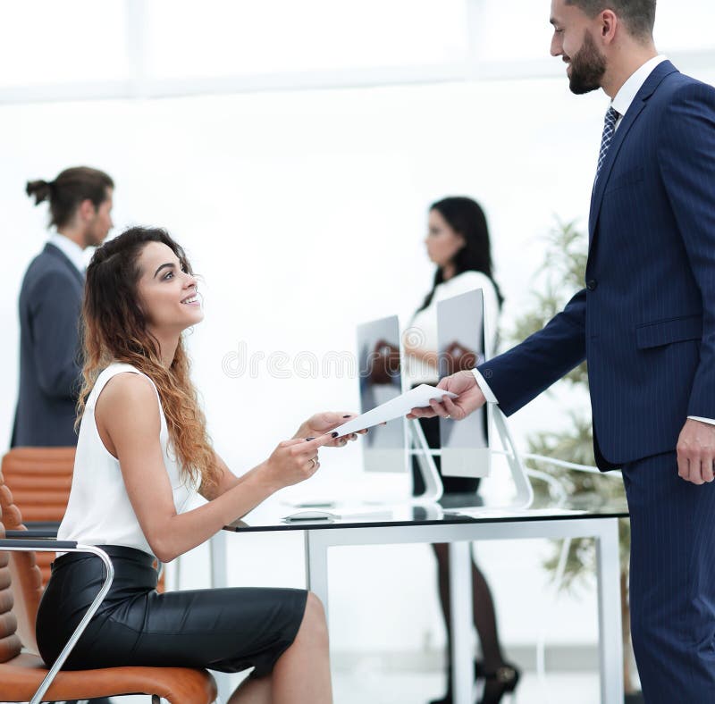 Manager Handing the Employee the Document Stock Photo - Image of male ...