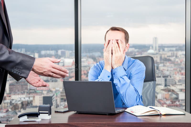 Manager Hard Works in the Office on the Top Floor Building Next To the ...