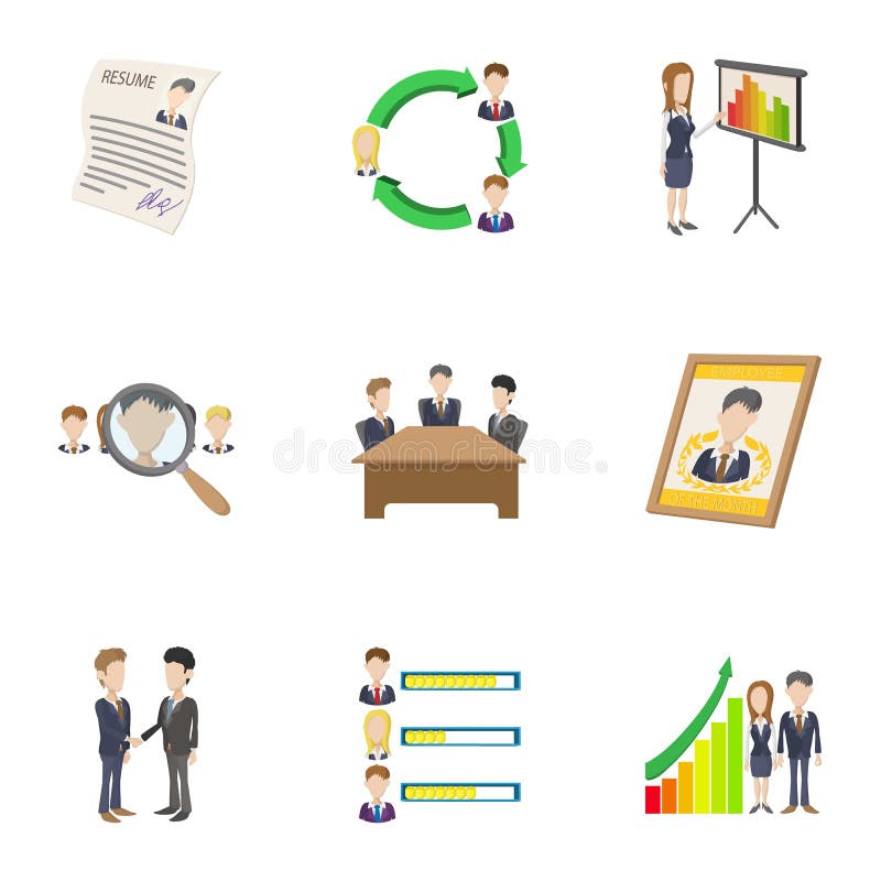 Manager Icons Set, Cartoon Style Stock Vector - Illustration of ...