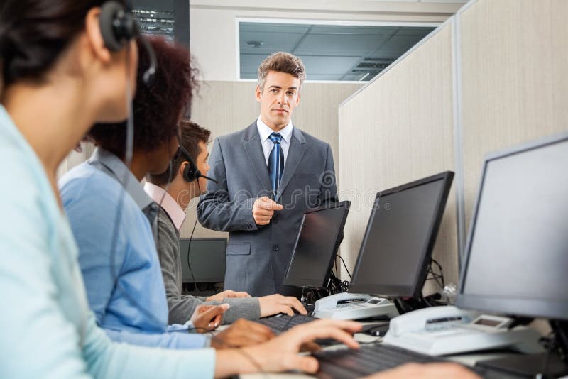 Manager Instructing Customer Service Stock Image - Image of callcenter ...