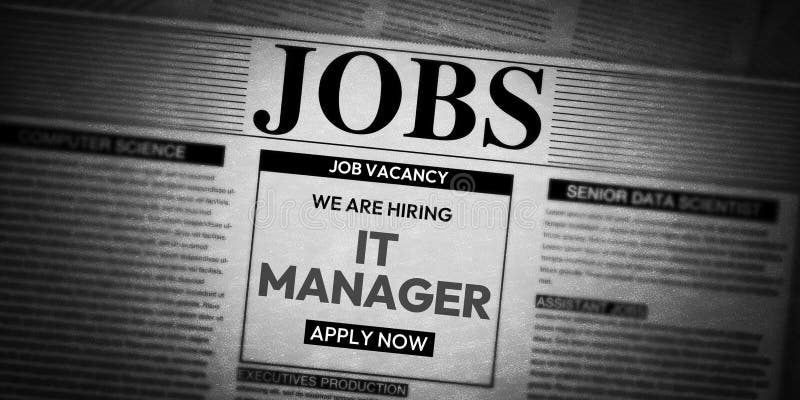 It Manager Job Posting in a Newspaper Background Design in Black and ...