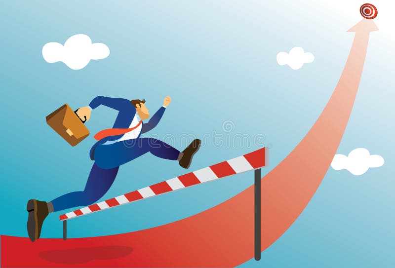 Manager Jumping Over Obstacles To the Goal or Target Stock Vector ...
