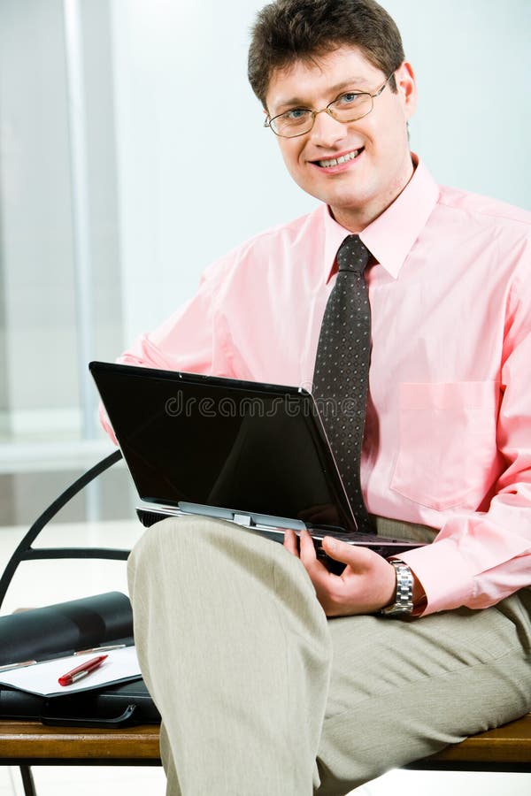 Manager with laptop stock photo. Image of happy, casual - 4719890