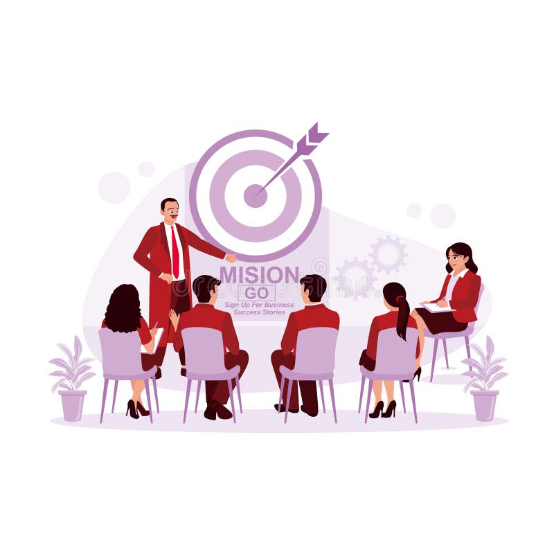 The Manager Leads a Meeting on the Goal Vision Strategy in the Office ...