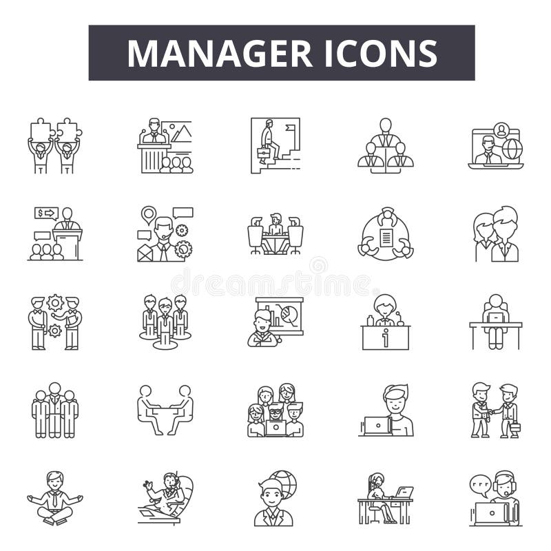 Manager Line Icons, Signs, Vector Set, Linear Concept, Outline ...