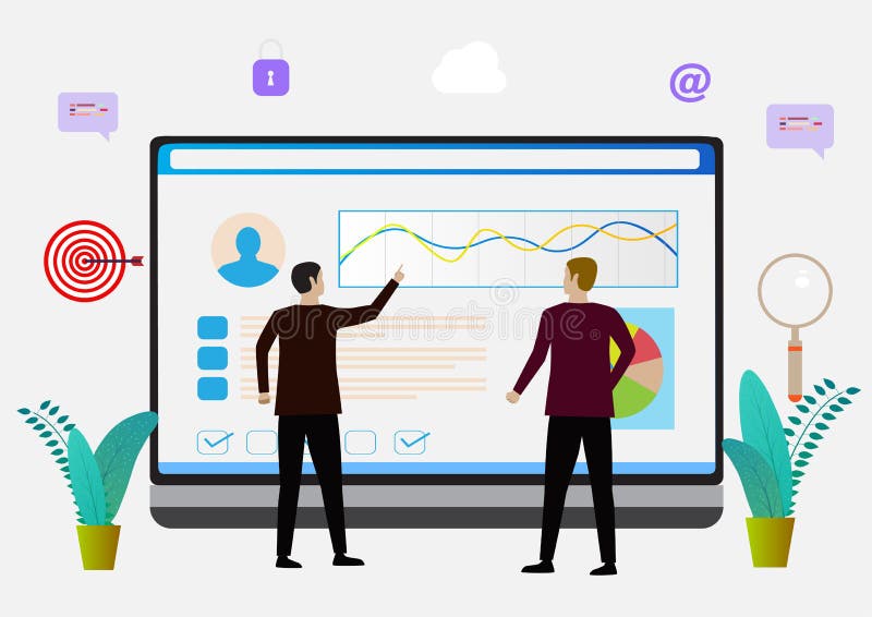 Four Employees Chart Slide Template Stock Vector - Illustration of ...