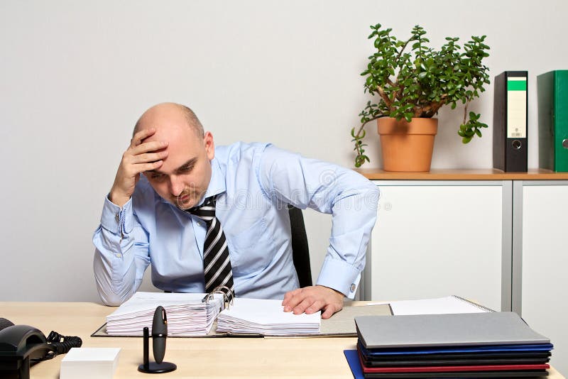 Manager Looks Demotivated in His Files Stock Photo - Image of phone ...