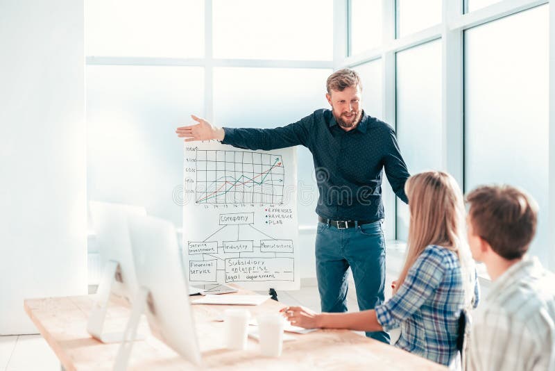 Manager Makes a Presentation of the New Project Stock Image - Image of ...