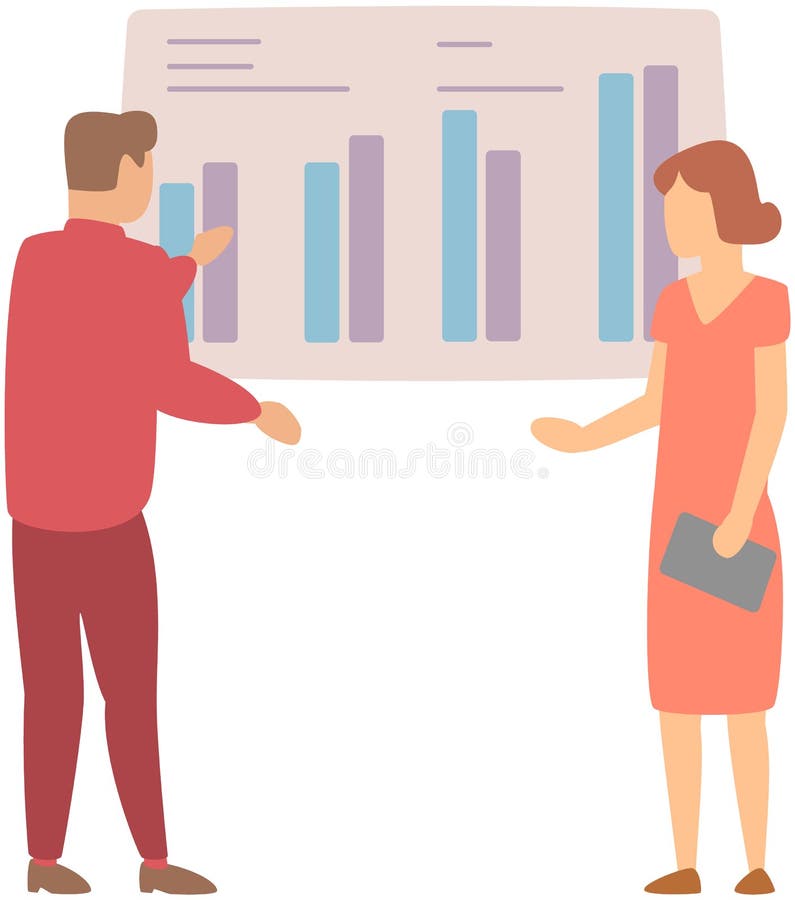 Manager Makes a Presentation of a Statistical Report. Analysis and ...