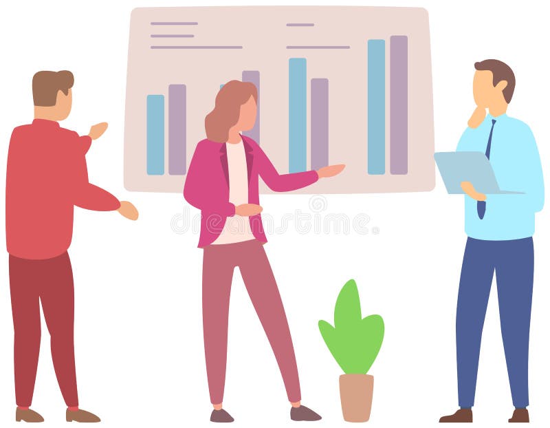 Manager Makes a Presentation of a Statistical Report. Analysis and ...