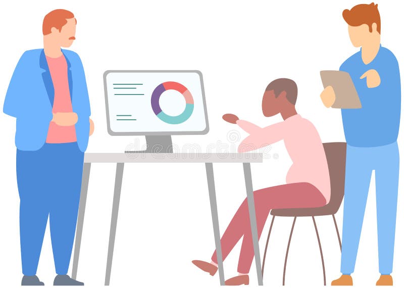 Manager Makes a Presentation of a Statistical Report. Analysis and ...