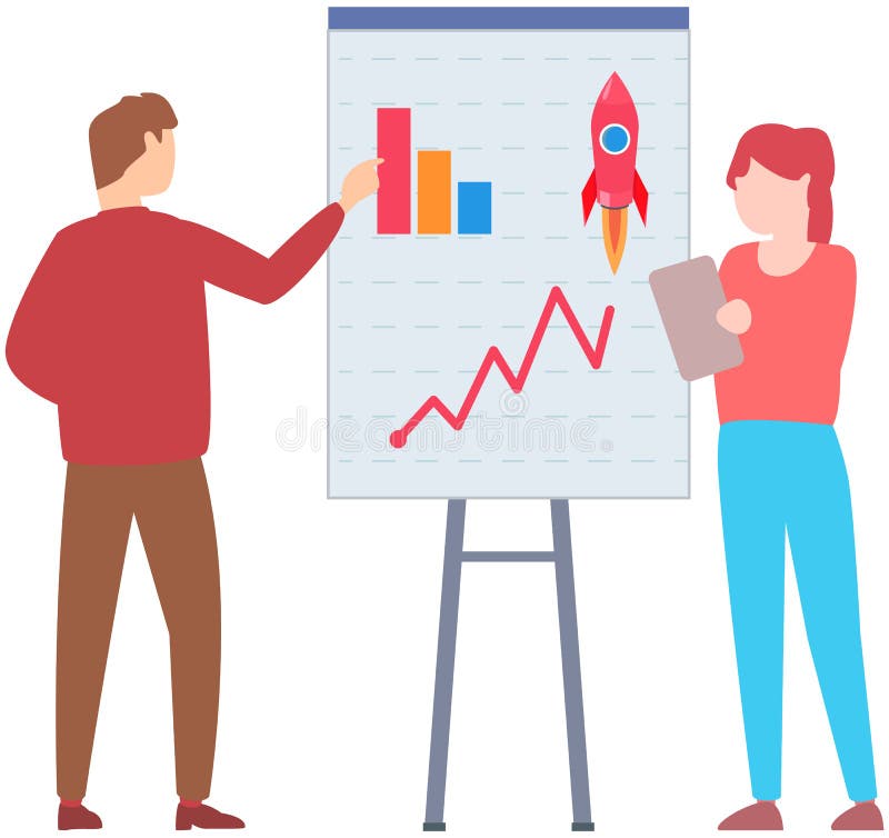 Manager Makes a Presentation of a Statistical Report. Analysis and ...