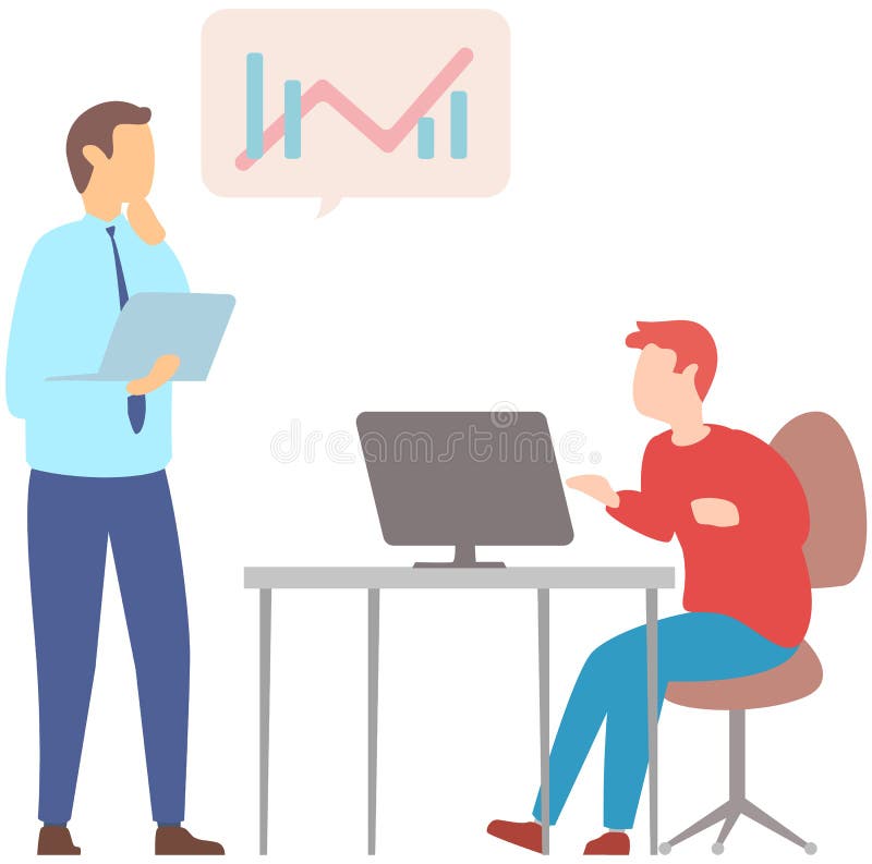 Manager Makes a Presentation of a Statistical Report. Analysis and ...