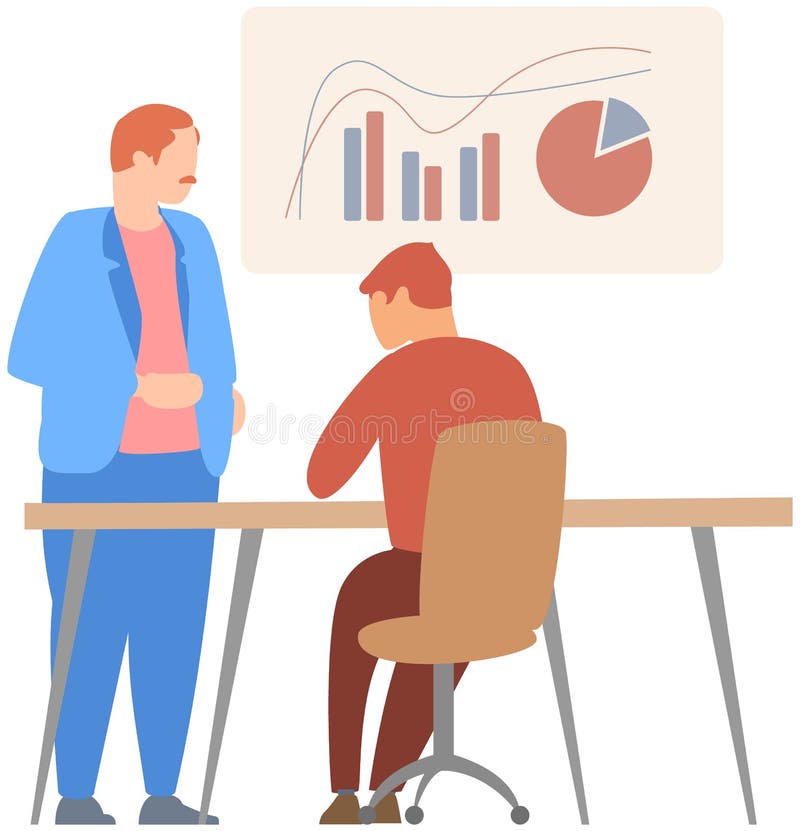 Manager Makes a Presentation of a Statistical Report. Analysis and ...