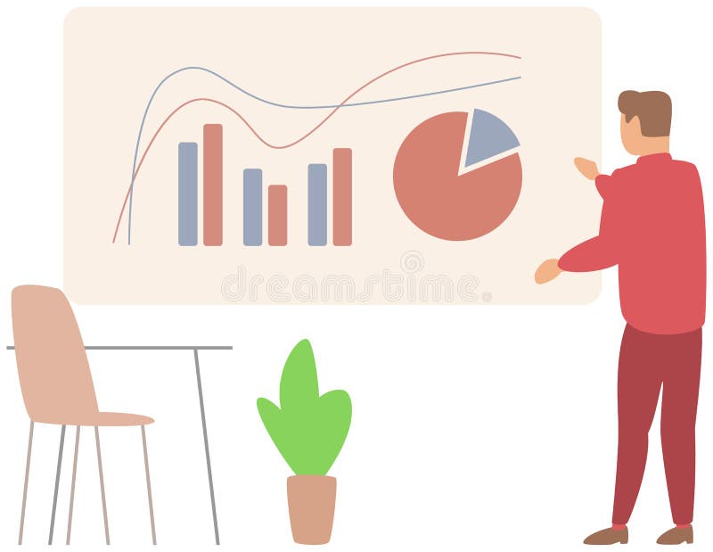 Manager Makes a Presentation of a Statistical Report. Analysis and ...