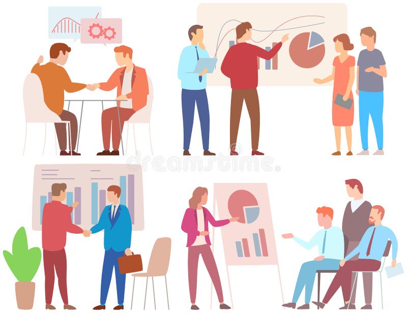 Manager Makes a Presentation of a Statistical Report. Analysis and ...