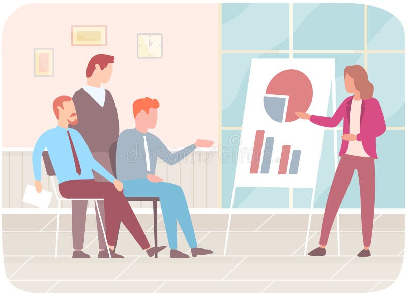 Manager Makes a Presentation of a Statistical Report. Analysis and ...