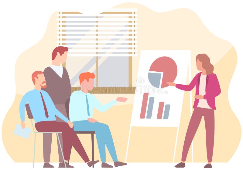 Manager Makes a Presentation of a Statistical Report. Analysis and ...