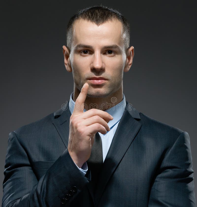 Manager Making Forefinger Gesture Stock Image - Image of black ...