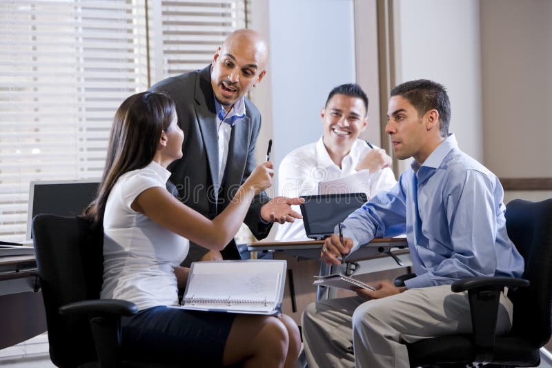 Manager Meeting with Office Workers, Directing Stock Image - Image of ...