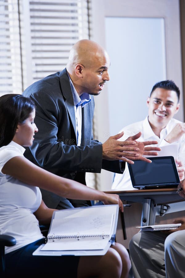 Manager Meeting with Office Workers, Directing Stock Image - Image of ...