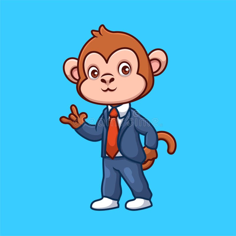 Manager Monkey Cute Cartoon Stock Vector - Illustration of animal ...
