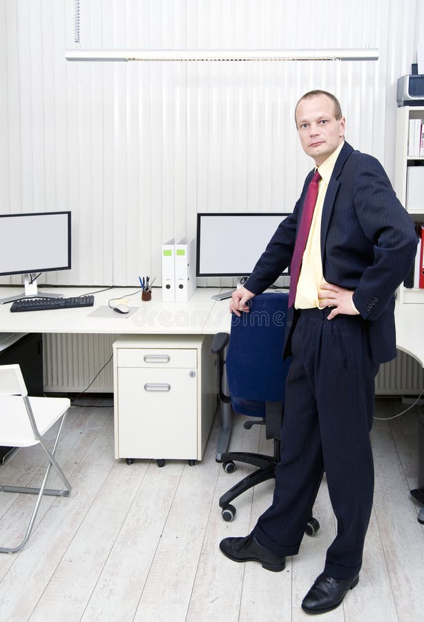 Manager in an Office with Blinds Stock Image - Image of necktie, charge ...