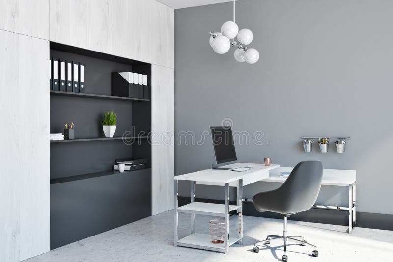 Company Manager Office Interior Side View Blur Stock Illustration ...