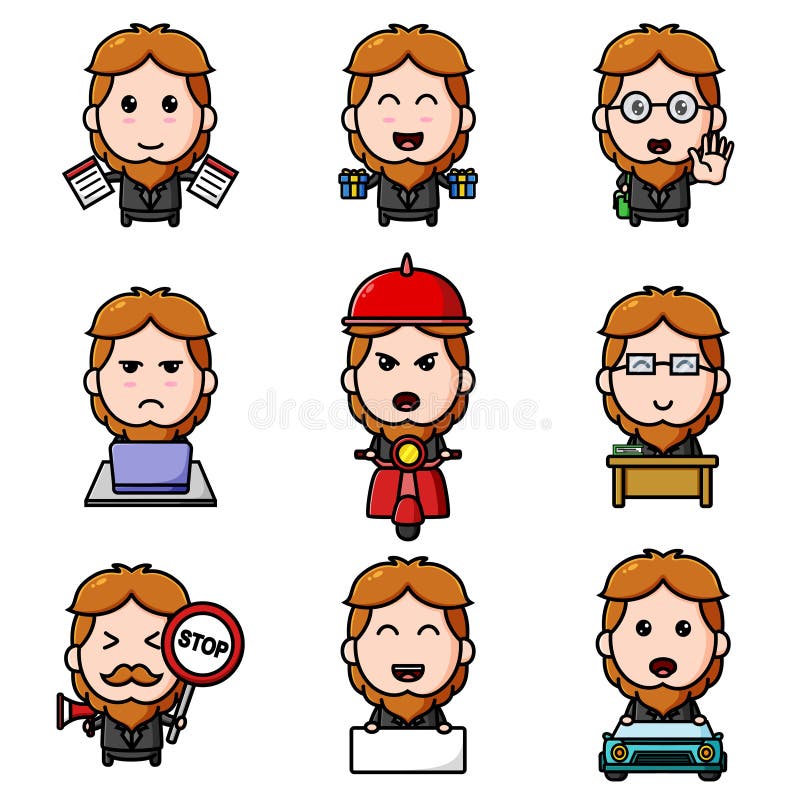 The Manager in the Office of the Mascot Bundle Set Stock Vector ...