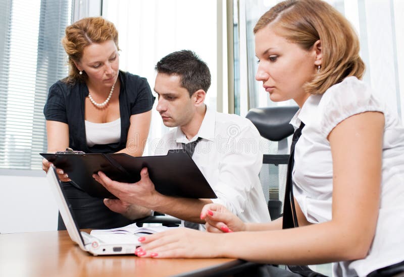 Manager with Office Workers on Meeting Stock Photo - Image of executive ...