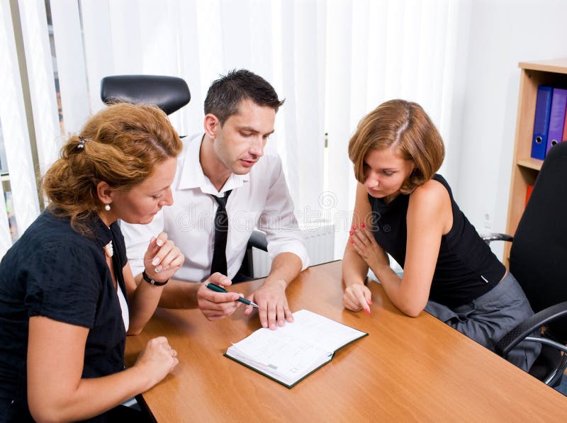Manager with Office Workers on Meeting Stock Photo - Image of company ...