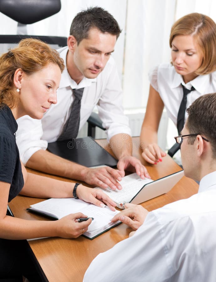 Manager with Office Workers on Meeting Stock Photo - Image of confident ...