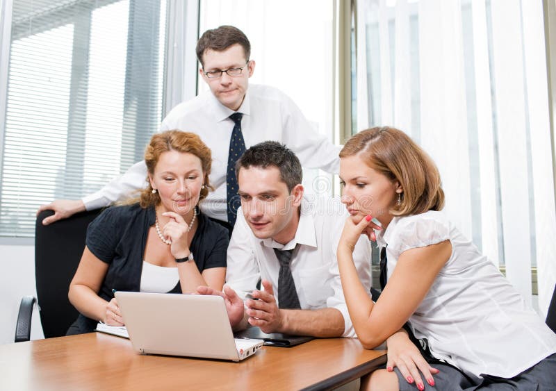 Manager with Office Workers on Meeting Stock Photo - Image of female ...