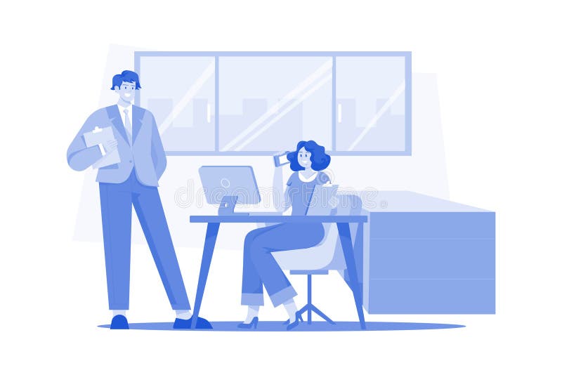 Manager Overseeing Team Operations Stock Vector - Illustration of ...