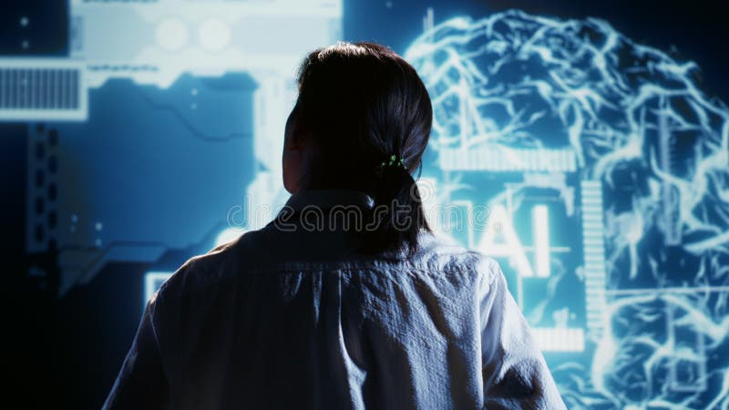 Manager Oversees AI Neural Network Stock Footage - Video of development ...