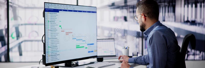 Manager Planning Project with Software Stock Photo - Image of calendar ...