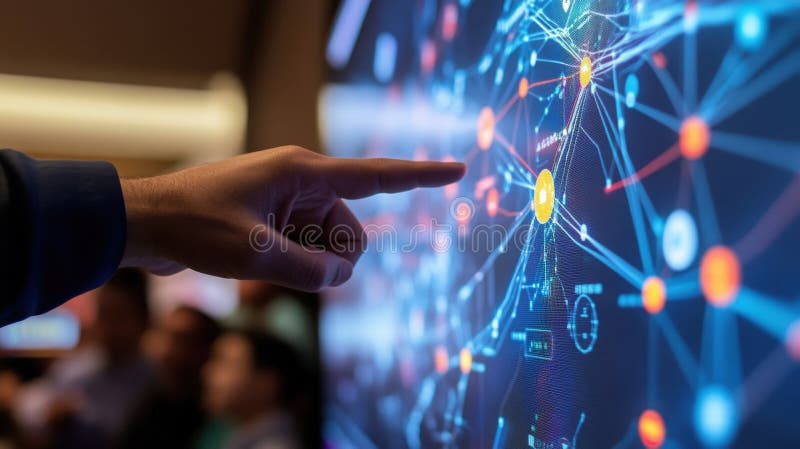 Manager Pointing at Digital Screen Analyzing Cyber Security Network ...