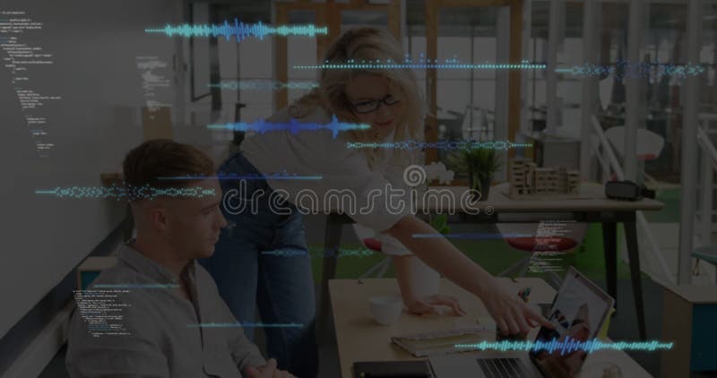 It Manager Pointing at Laptop Guiding Colleague Analyzing Data ...